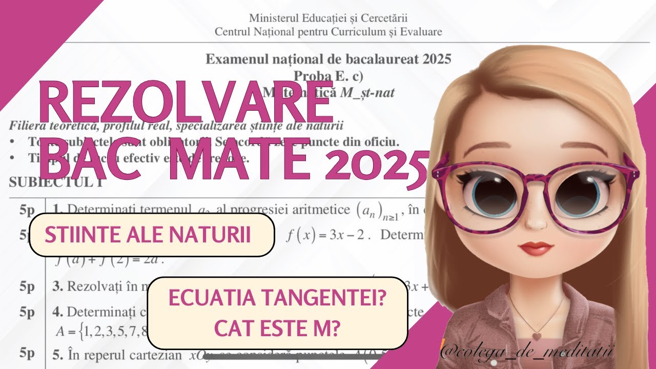 REZOLVARE BAC MATEMATICA 2025 | STIINTE ALE NATURII - YouTube