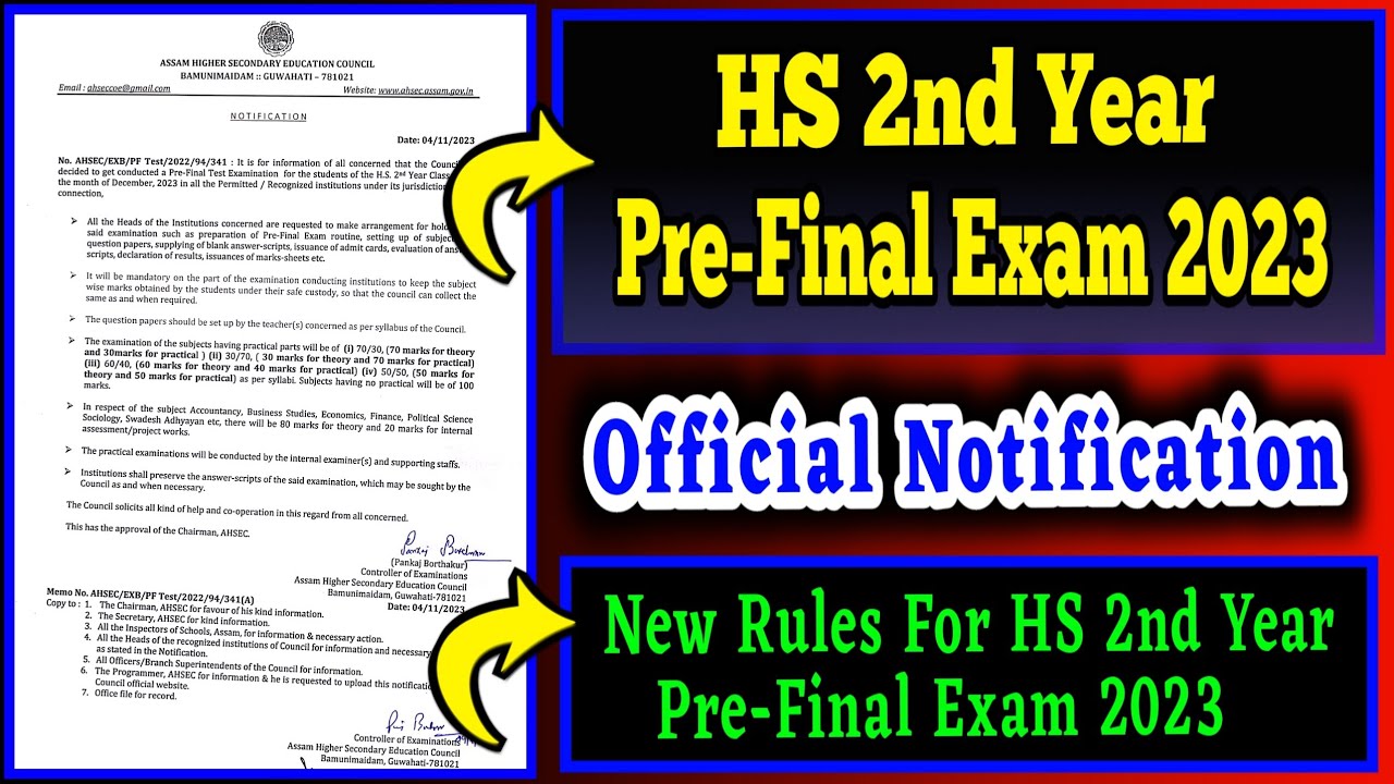 HS Pre-Final Exam 2023 Notification Published | New Rules For HS 2nd ...