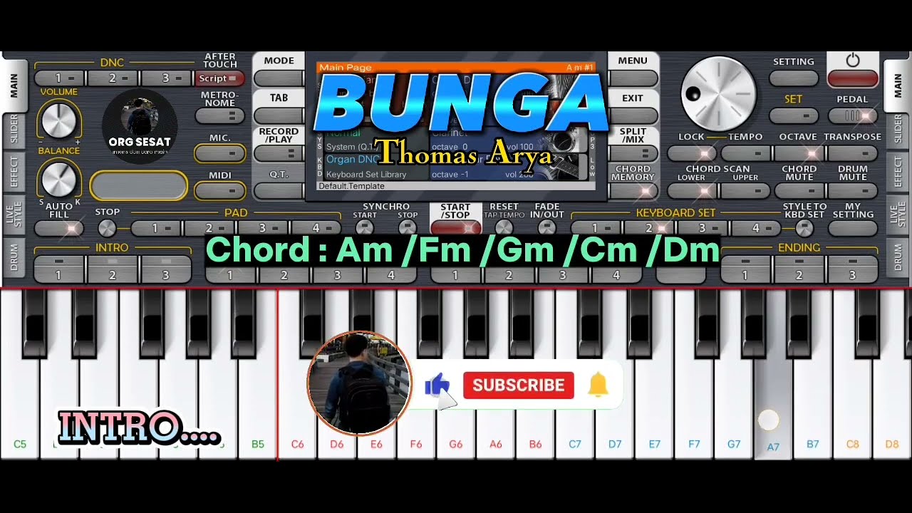 GINI CARA INTRO LAGU BUNGA Thomas Arya || Full Chord ORG 2024 - YouTube