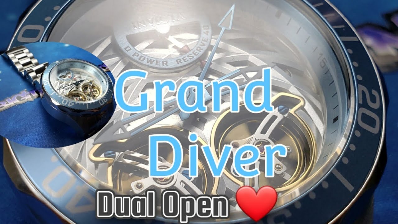 Invicta Grand Diver Dual Open Heart Automatic 37672 - YouTube