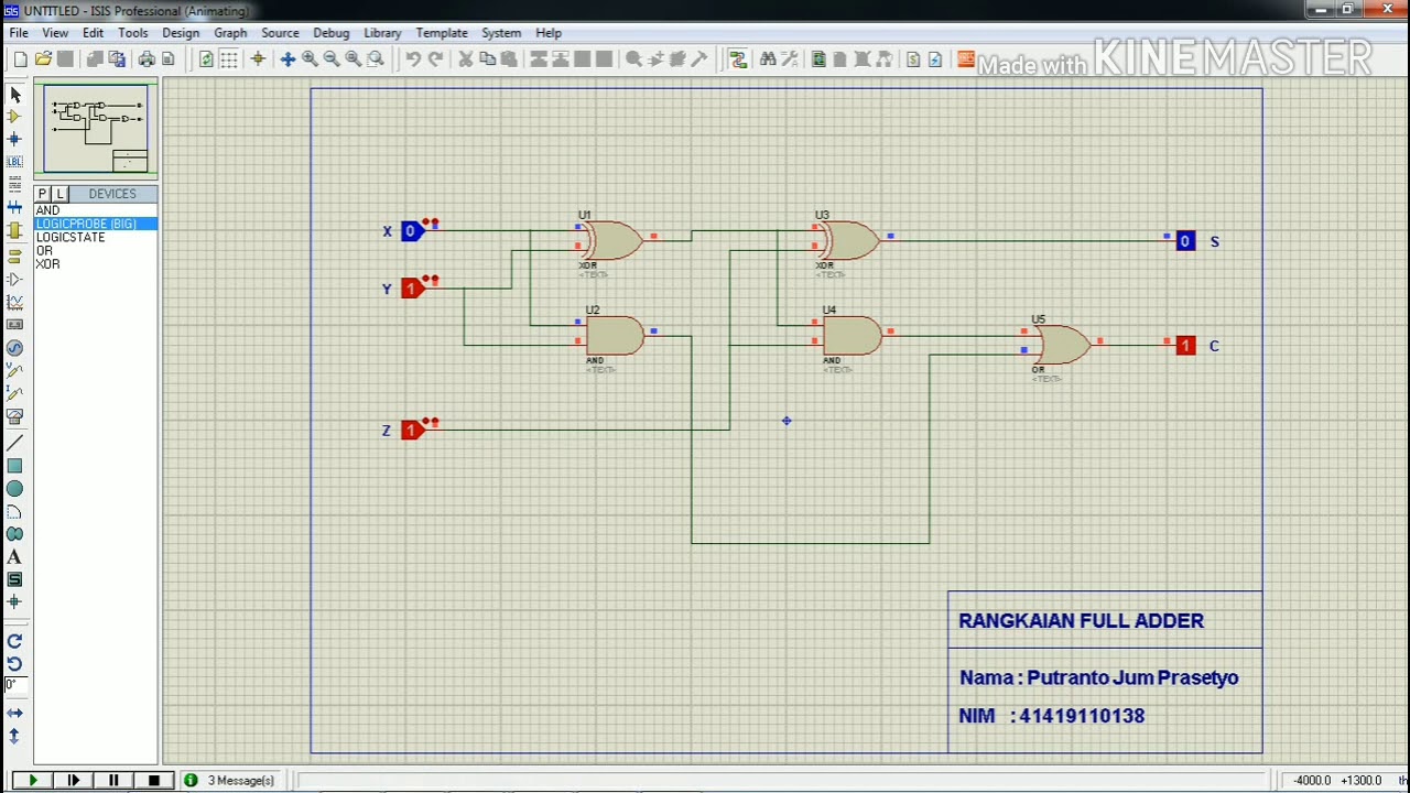 Simulasi Rangkaian Full Adder menggunakan Proteus 7 #MERCUBUANA - YouTube