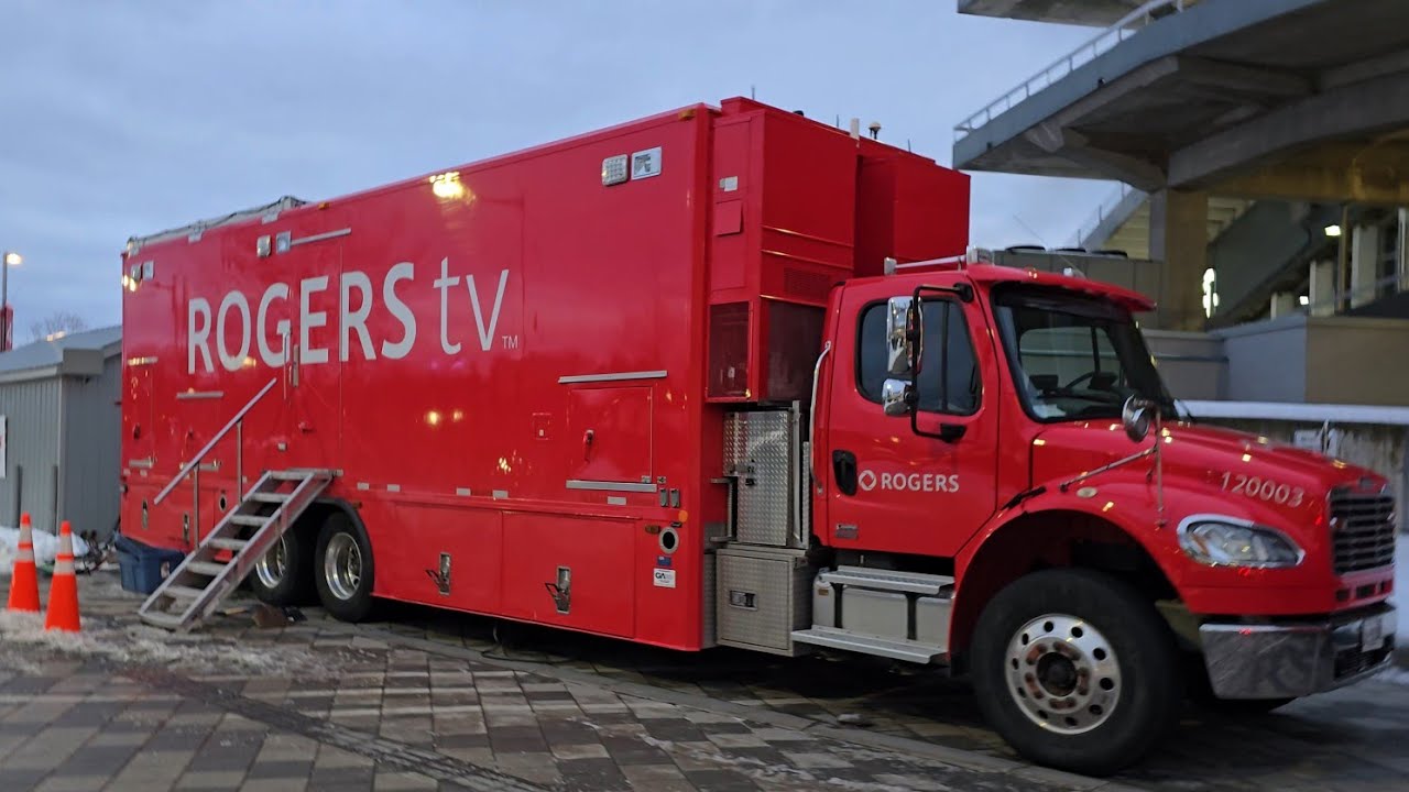 Rogers TV truck seen outside TD Place in Ottawa, Canada in December of ...