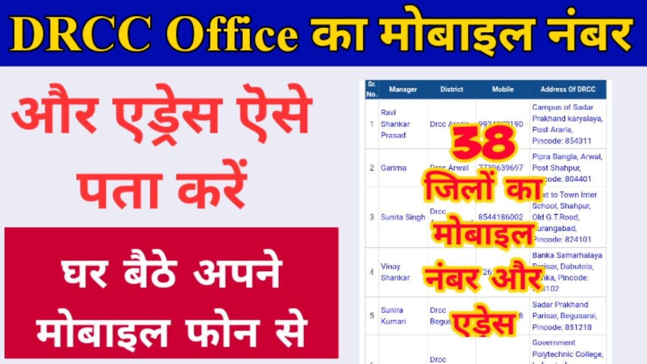 DRCC Office का Address और Mobile Number कैसे पता करें । Drcc office ka address kaise pata kare ...