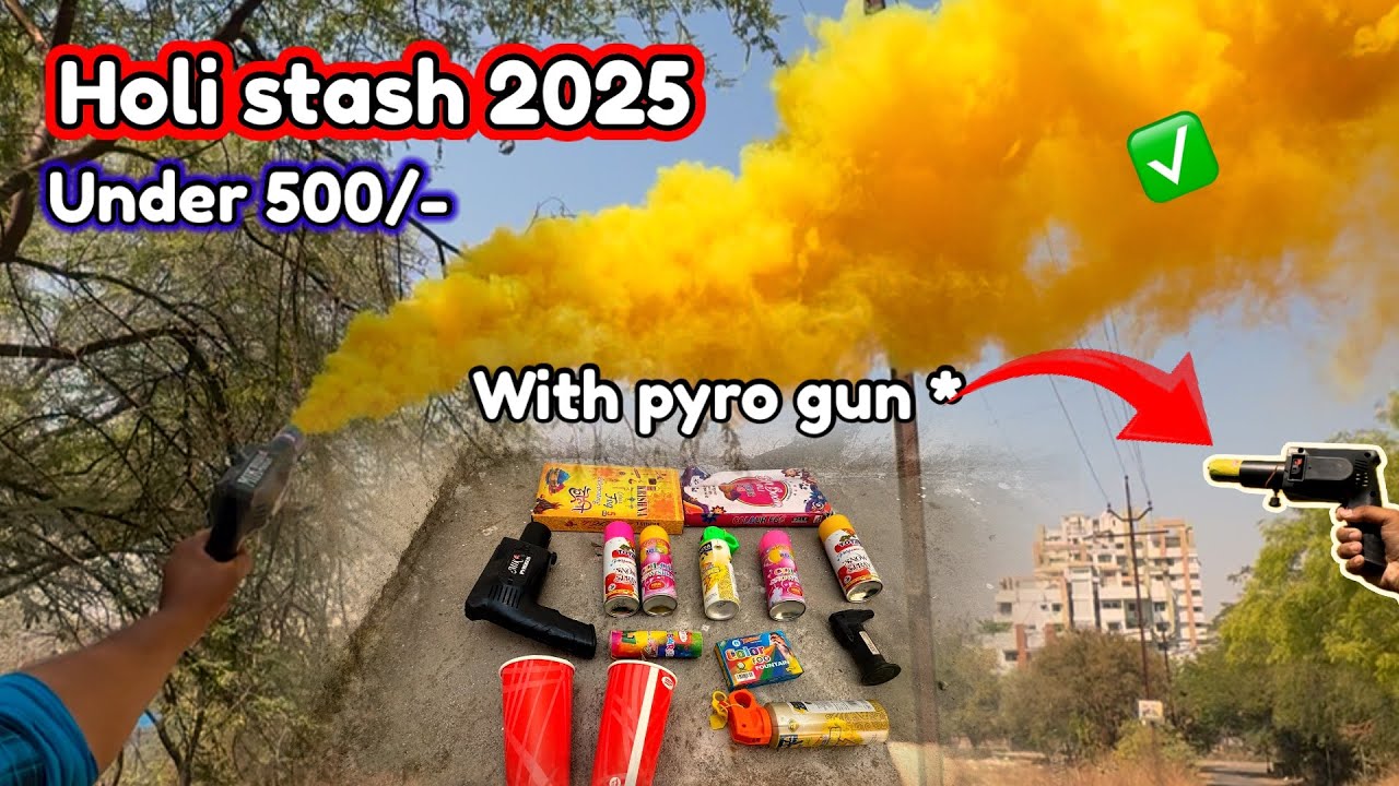 cheapest holi stash testing // colour pyro gun // holi stash // holi ...