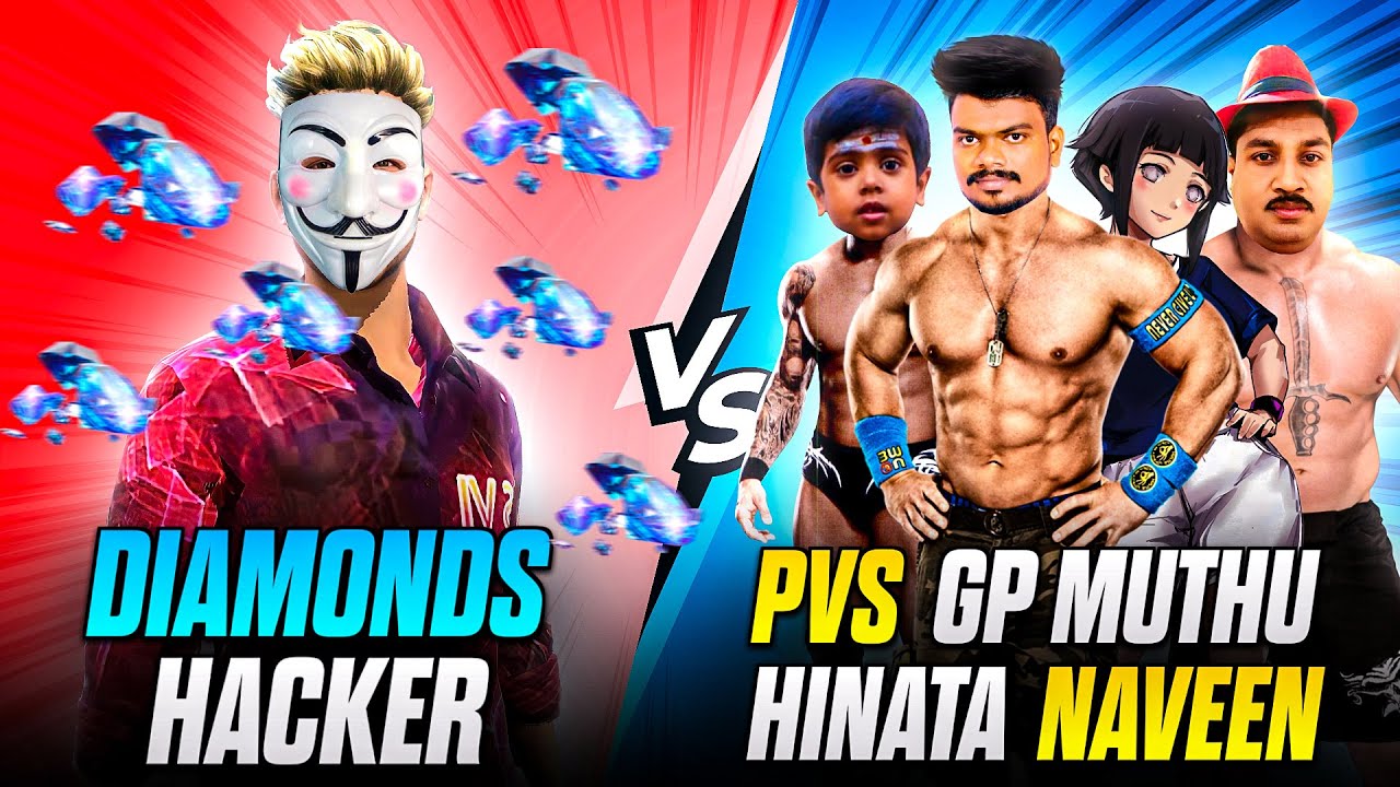 DIAMOND HACKER vs PVS x NAVEEN x HINATA GAMEPLAY TRICKS TAMIL 👿 Hacker ...