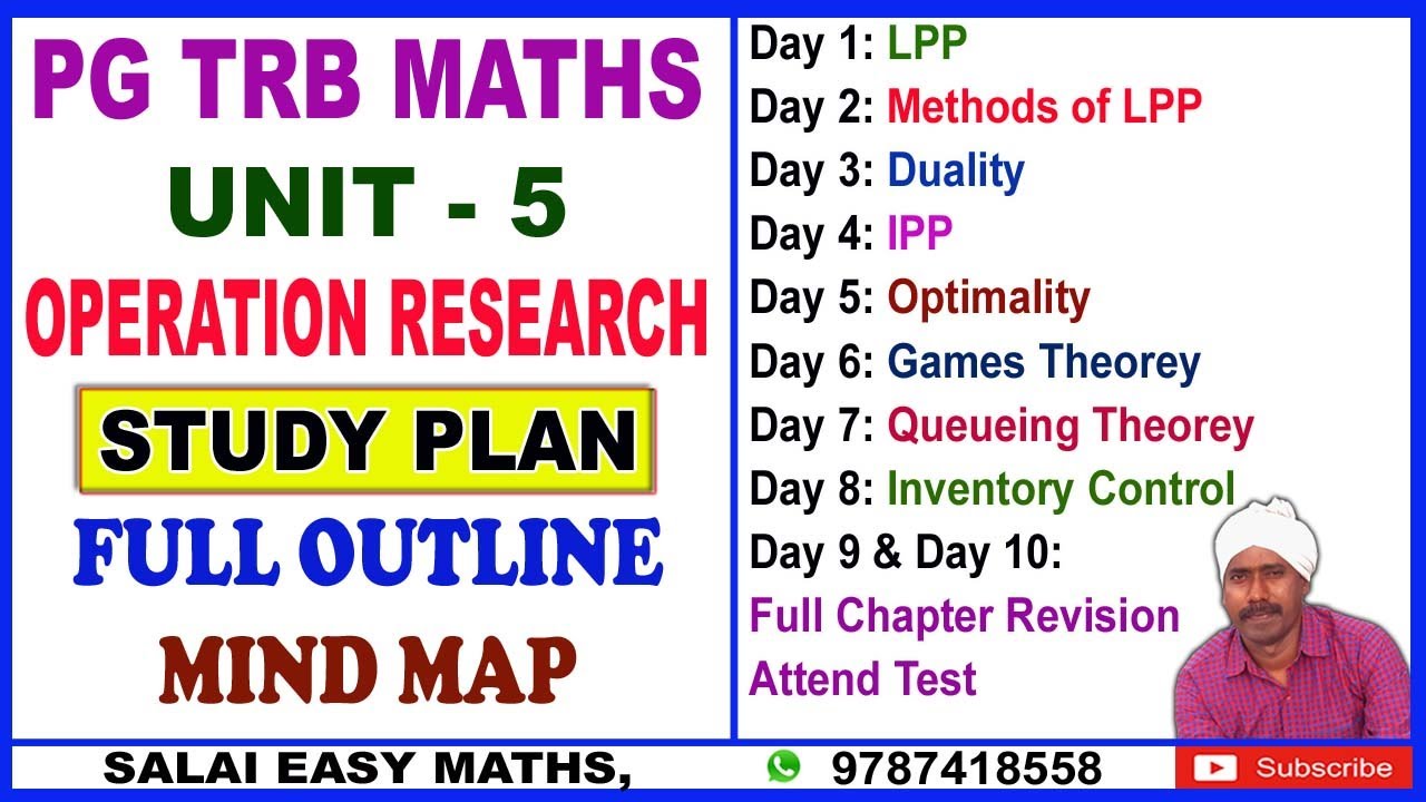 PG TRB MATHS | STUDY PLAN | UNIT 5 - OPERATION RESEARCH | 10 DAYS ENOUGH | MIND MAP | FULL ...