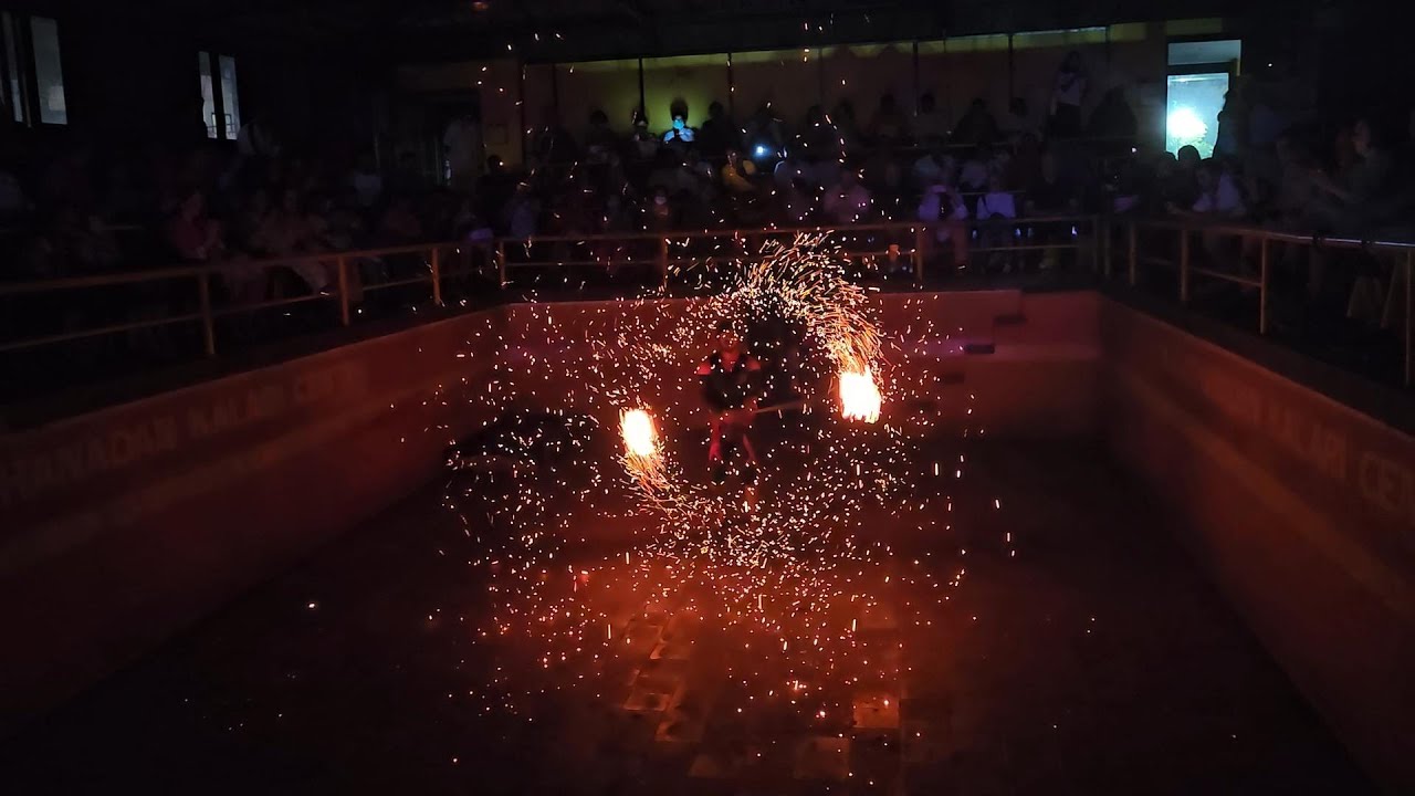 Fire Stunts in Kalari demonstration in Thekaddy, Kerala India. - YouTube