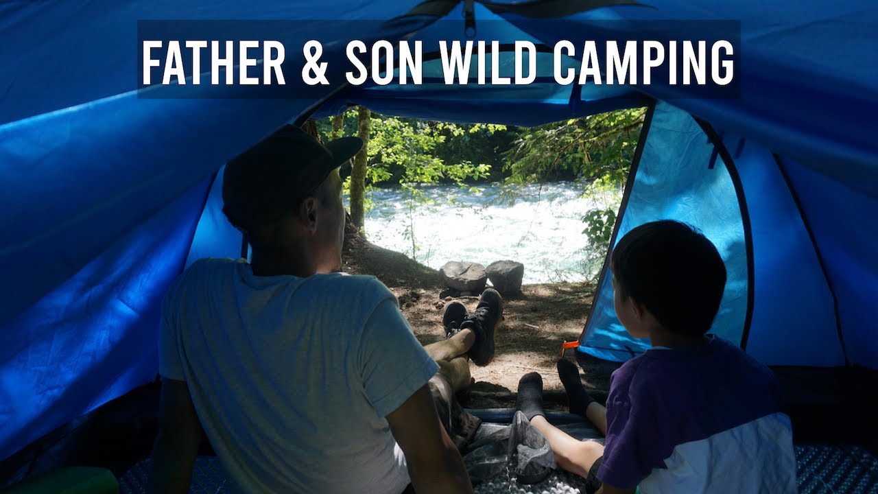 Father & Son Wild Camping at Secret Riverside | Campfire Cooking ...
