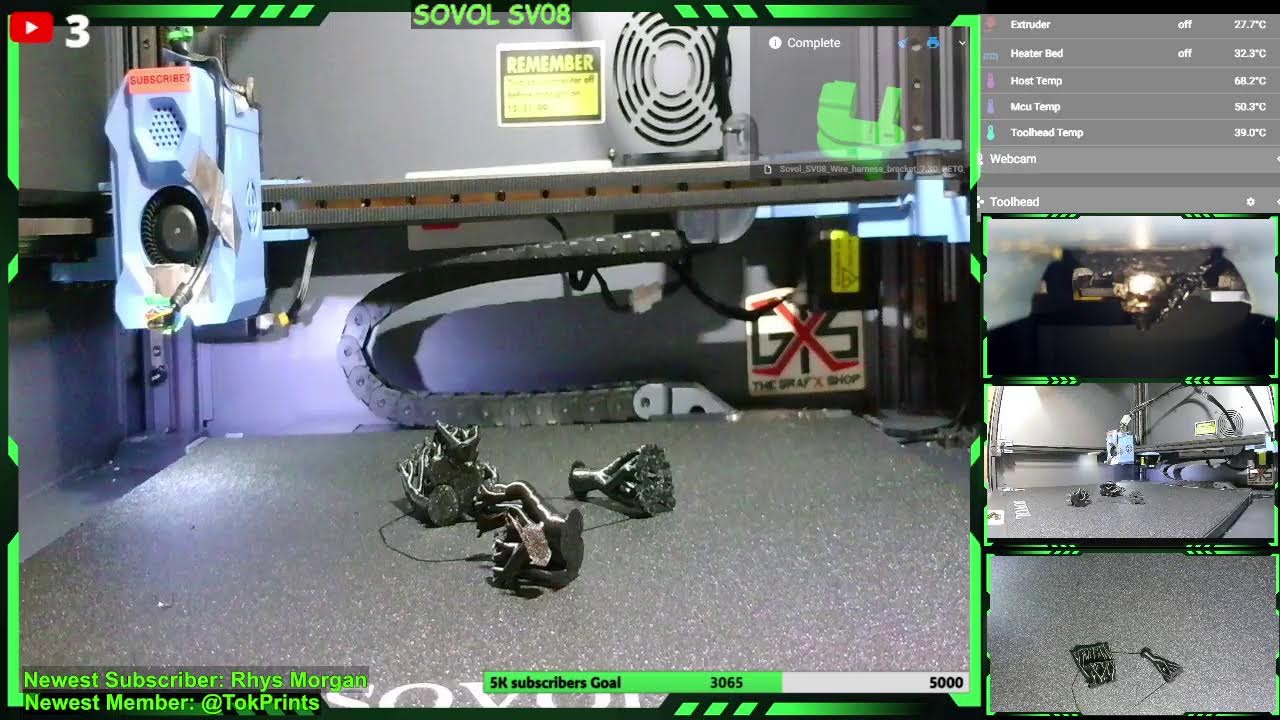 🔴Live - 3D Printer #505 - (re reprint) PETG SV08 Drag Chain part #live ...