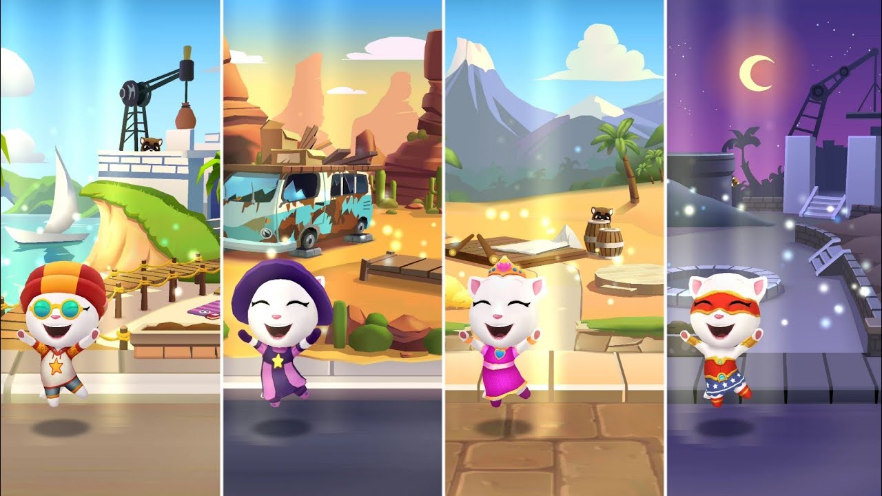 Talking Tom Gold Run Skater Angela vs Witch Angela vs Princess Angela ...