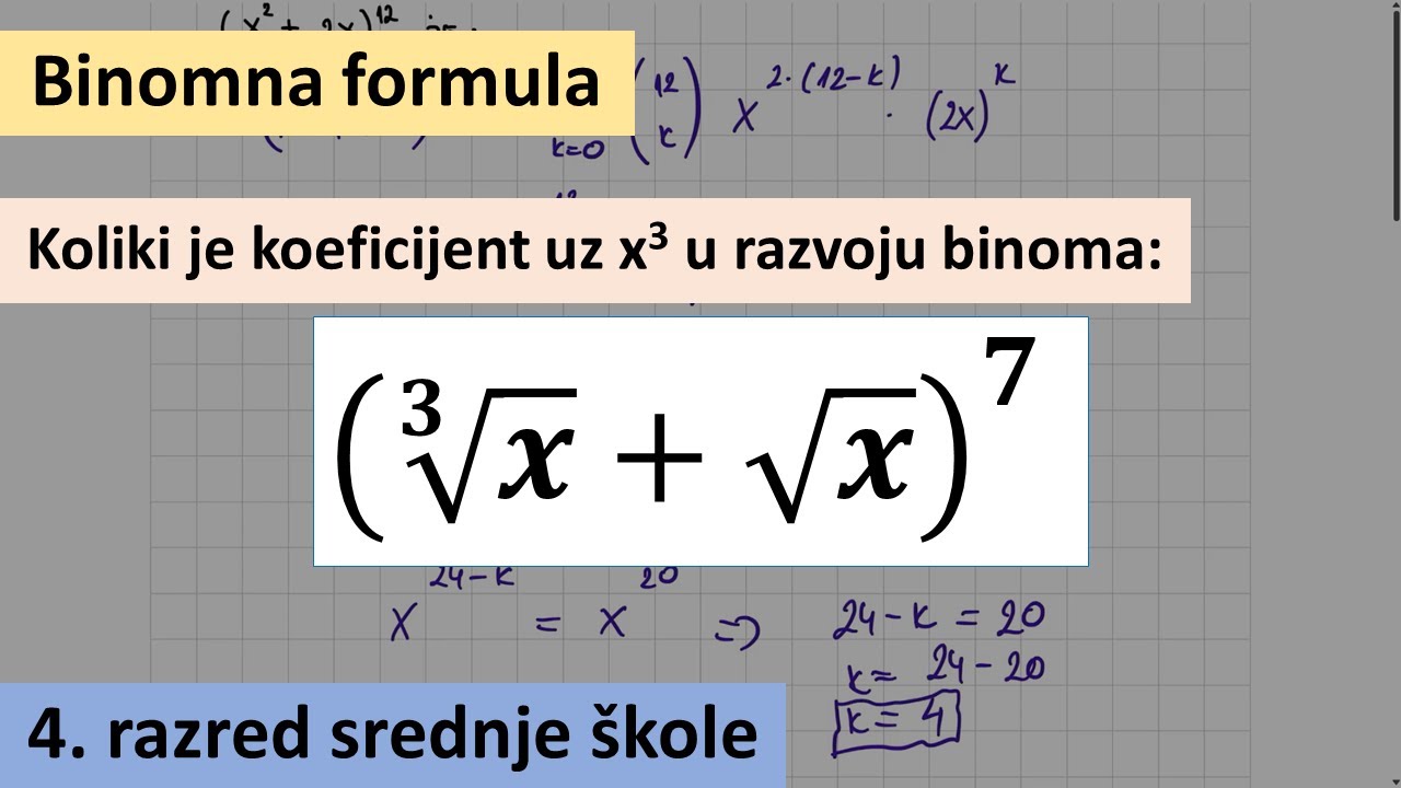 Binomna formula rešeni zadatak - Koliki je koeficijent uz x^3 u razvoju ...