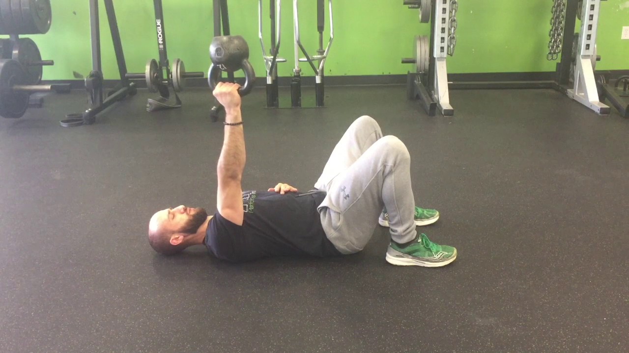 Single-Arm Bottom's Up KB Floor Press - YouTube