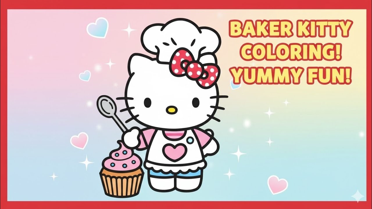 EASY Baker Kitty Coloring Page | Hello Kitty Chef Art for Kids! - YouTube