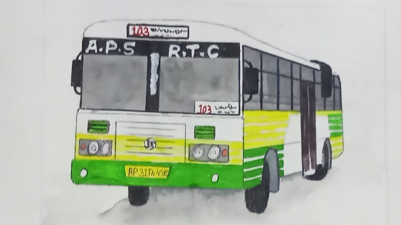 Easy drawing APSRTC bus with watercolour step by step | Easy Andra ...