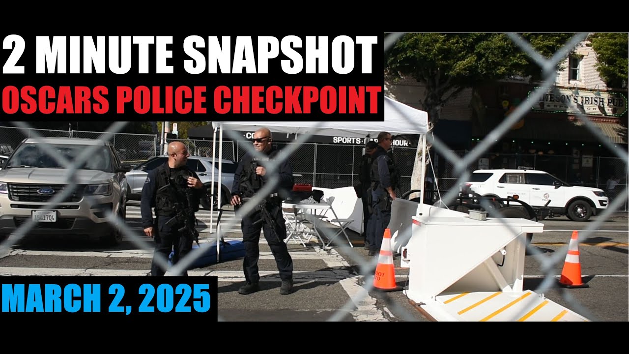 LAPD armed police checkpoint at the Academy Awards Hollywood Blvd Kodak ...