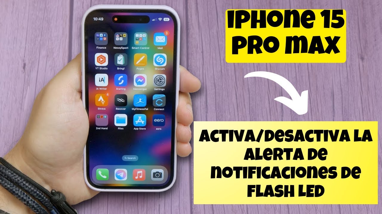 iPhone 15 Pro Max activa/desactiva la alerta de notificaciones de flash ...
