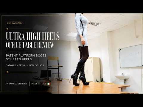 Gianmarco Lorenzi Platform Boots on Office Table | Ultra High Heel Review