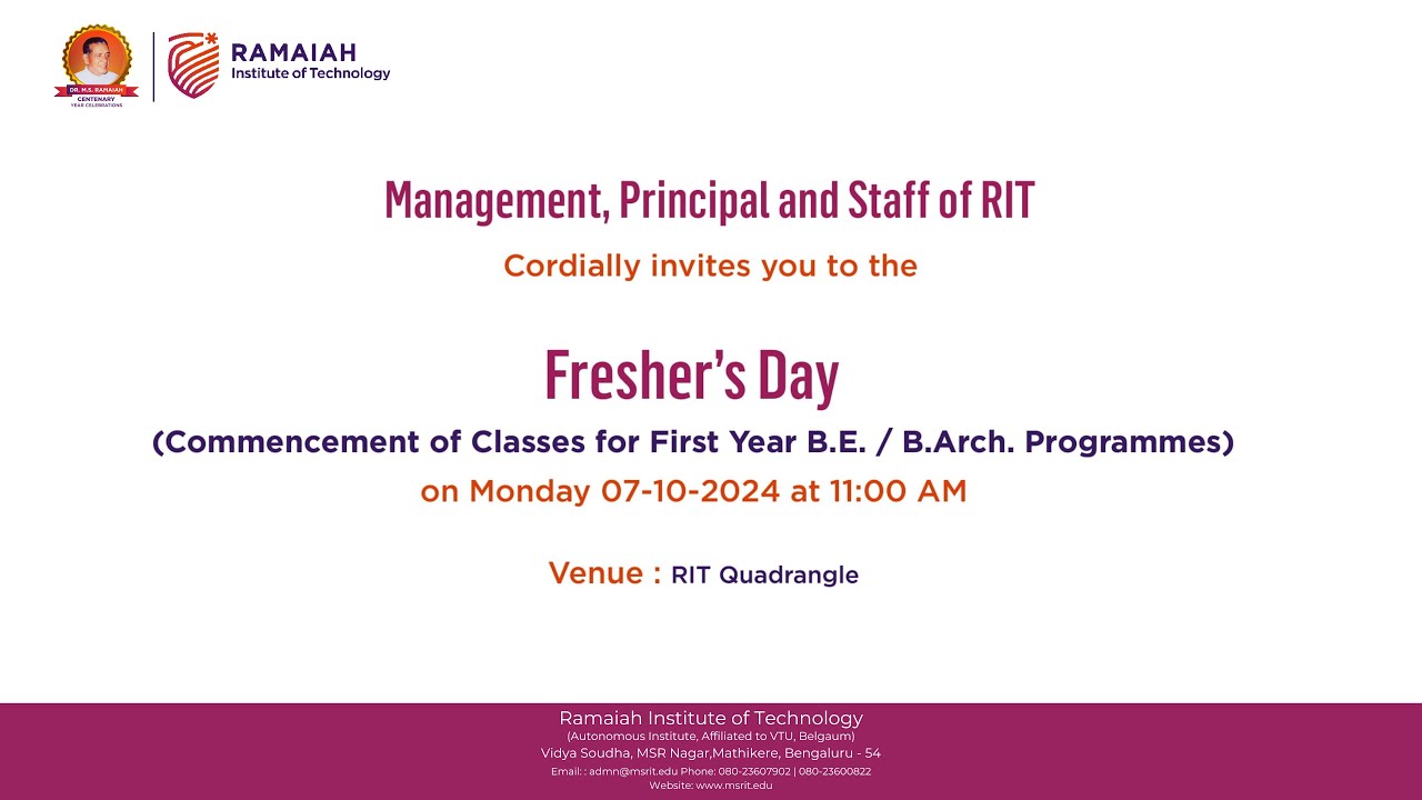 THE INAUGURATION OF 1st YEAR B.E. / B.ARCH CLASSES FOR THE ACADEMIC YEAR 2024 - 2025|Live - YouTube