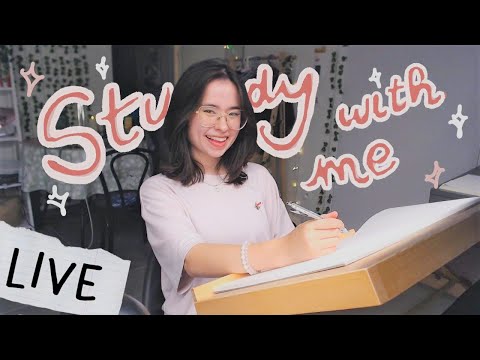 Study And Draw With Me Live 3HOURS - with rain sounds - pomodoro method  60min study - 10min break