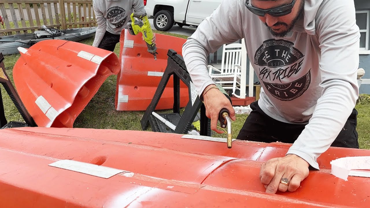 Plastic Welding My Kayak → Cutting Kayak in Half | Part 2 - YouTube