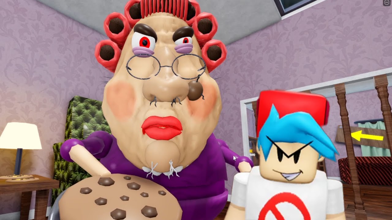 FNF Boyfriend Vs ESCAPE EVIL GRANDMA! FIRST PERSON OBBY Walkthrough and ...