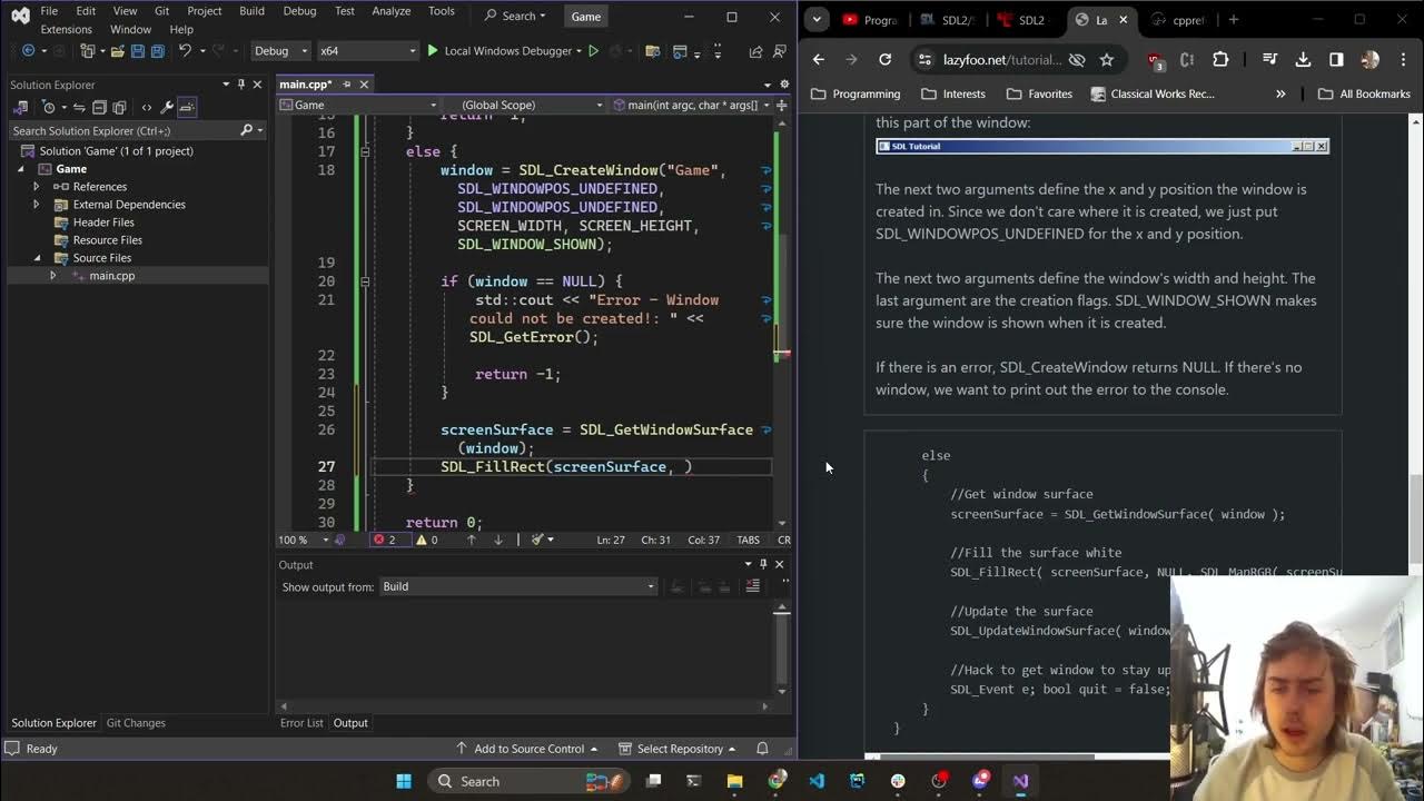 C Sdl2 2 Fumbling Through The Basics Of C Game Dev Youtube