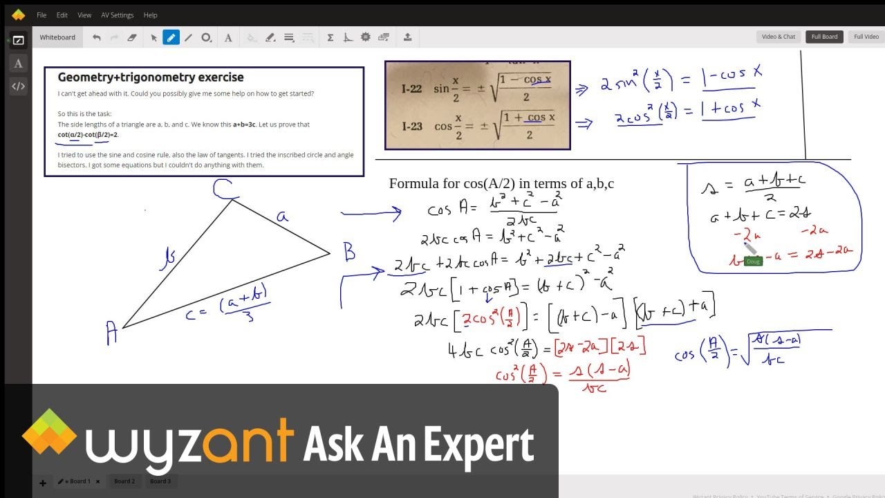 Given a triangle with a+b=3c prove and identity based on the product of ...