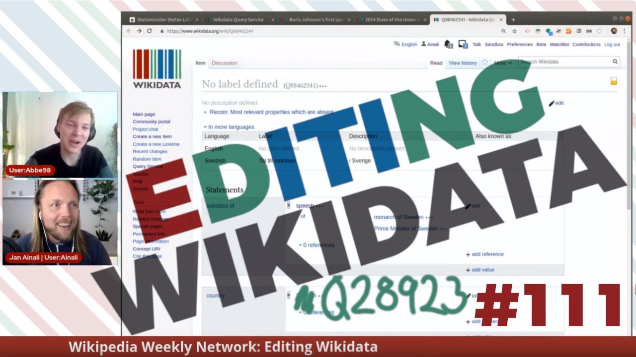 Wikipedia Weekly Network - LIVE Wikidata editing #111 - YouTube