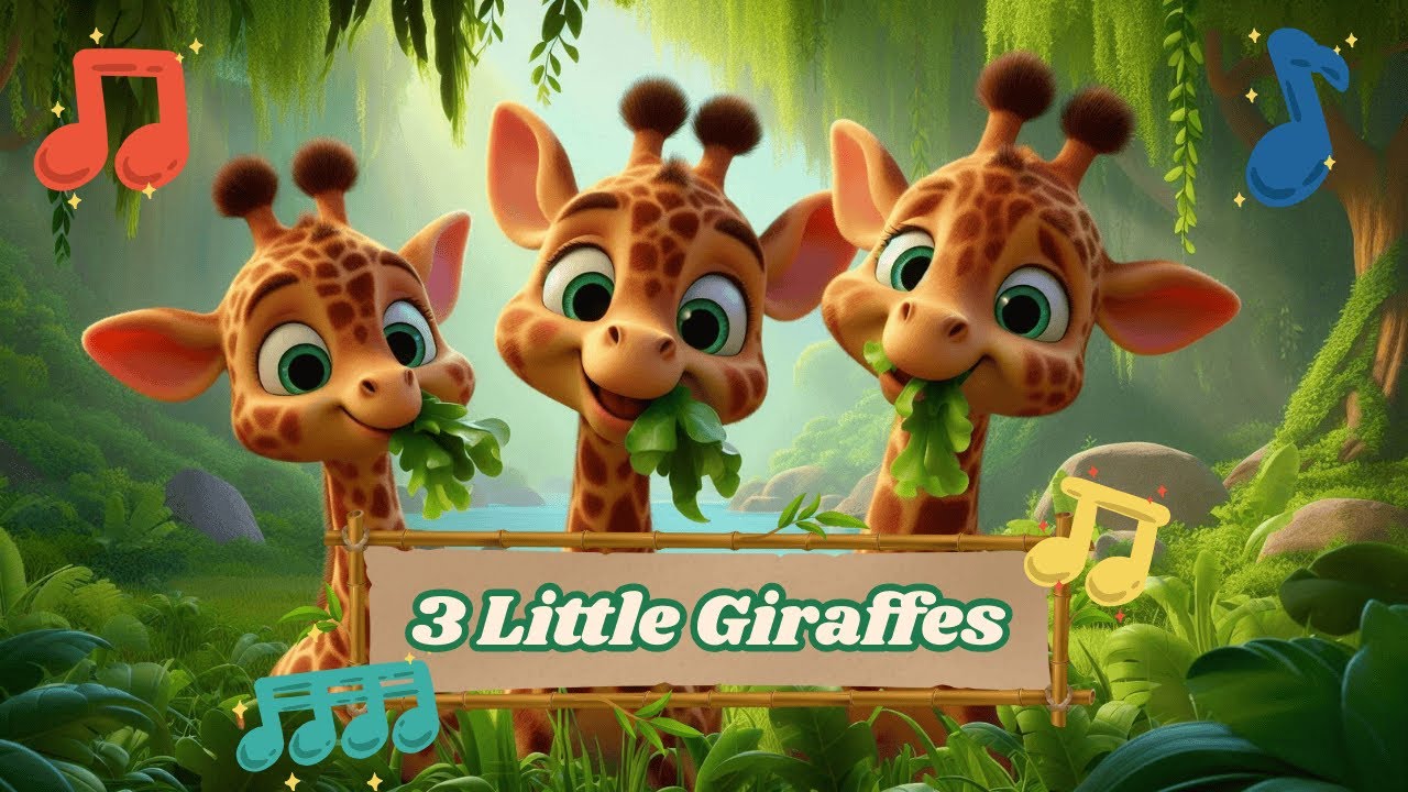 Three Little Giraffes Song 🦒🎶 | Fun Animal Song for Kids | Nursery ...
