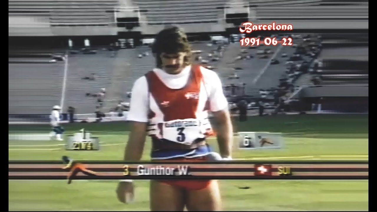 Werner Gunthor (Switserland) shot put 21.74 meters Barcelona 1991-06-22 ...