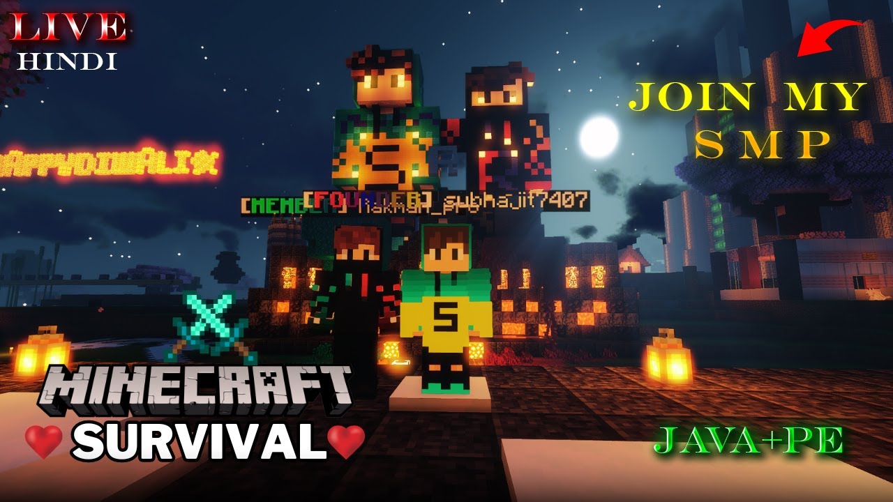 Minecraft Live || 24/7 Minecraft Smp || Minecraft Live Hindi || Java + Pe - YouTube