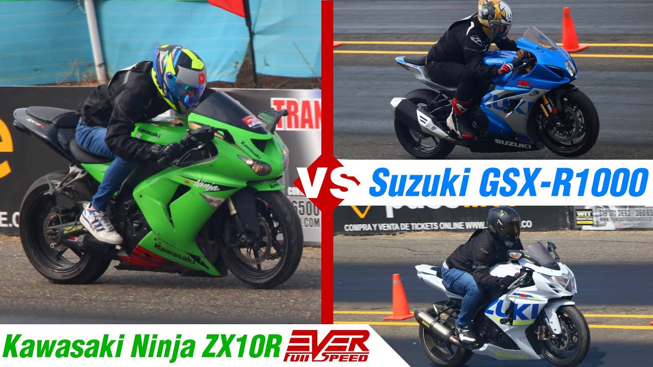 Kawasaki Ninja ZX10R 🆚 2 Suzuki GSX-R1000 🚦 DRAG RACING - YouTube