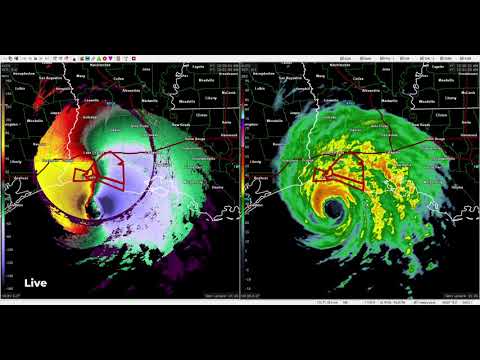 Hurricane Laura Landfall 8-27-20 Super-Res Reflectivity & Velocity ...