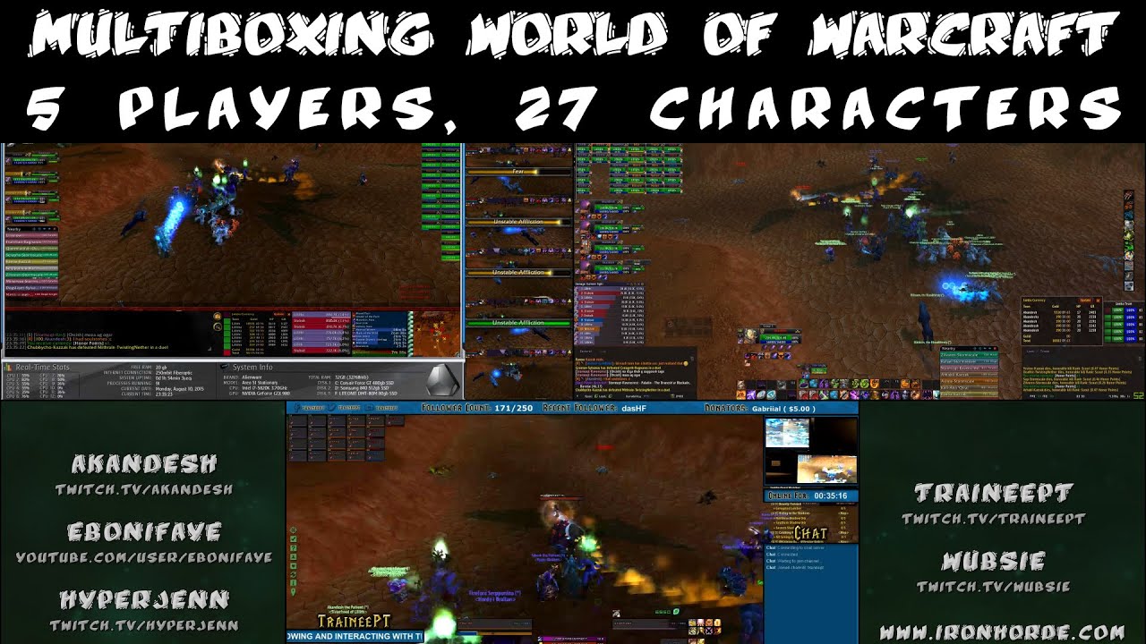 Multiboxing WoW - 5 players, 27 characters - 3 viewpoints - YouTube