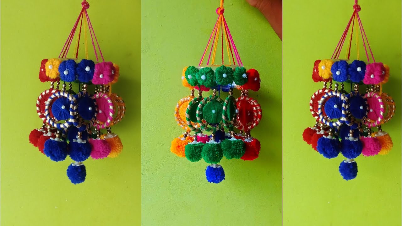 how to make bottole and old bangles jhumar making/easy woolen design ...