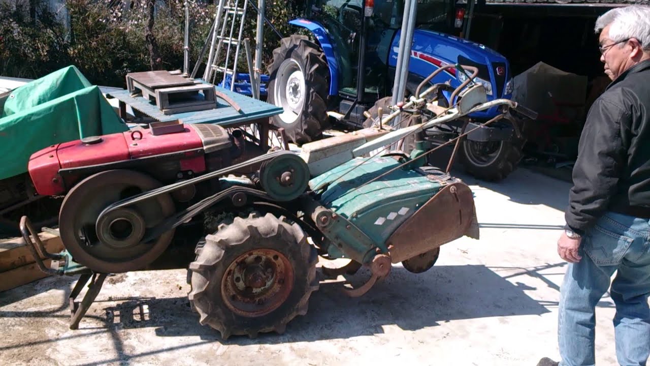 【YANMAR】hand tractor 良かったね、父さん、一発始動！！！ヤンマーF10耕運機 - YouTube