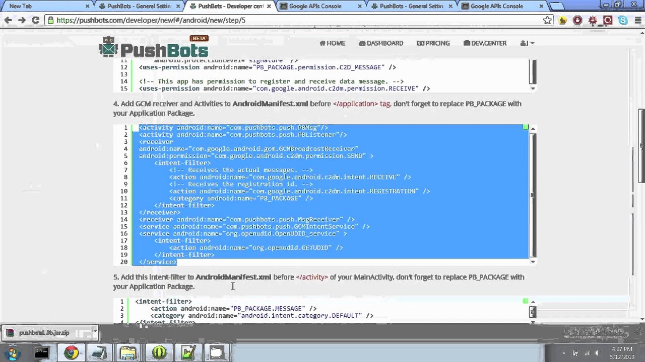 Send GCM Android Push Notifications in less than 7 mins with PushBots [Tutorial] - YouTube