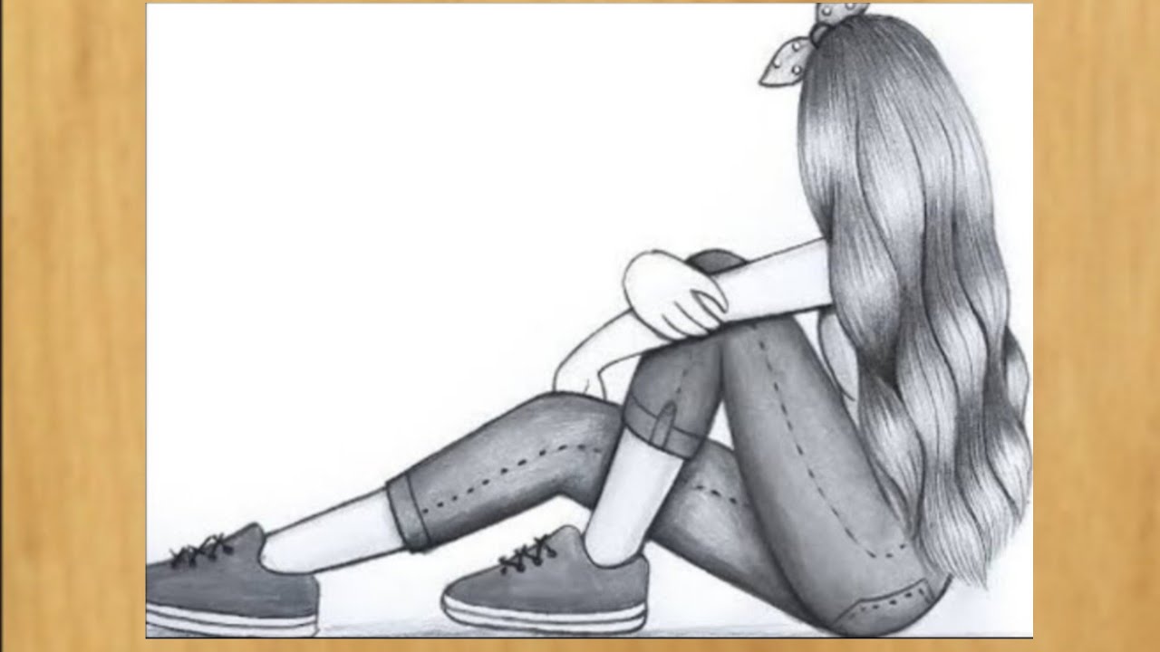 How to draw a easy sitting Girl || Easy drawing ||Pencil sketch || Girl ...