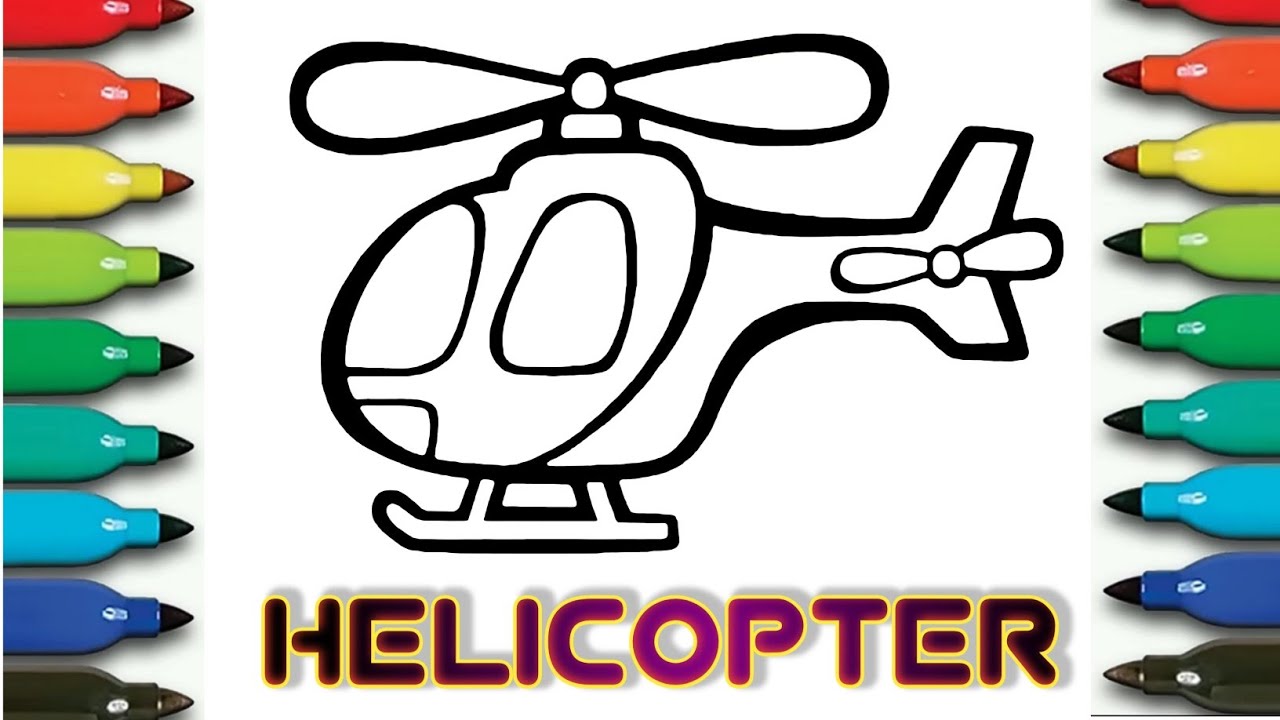 A Cute Helicopter Drawing Panting And Colouring for Kids Toddlers|how ...