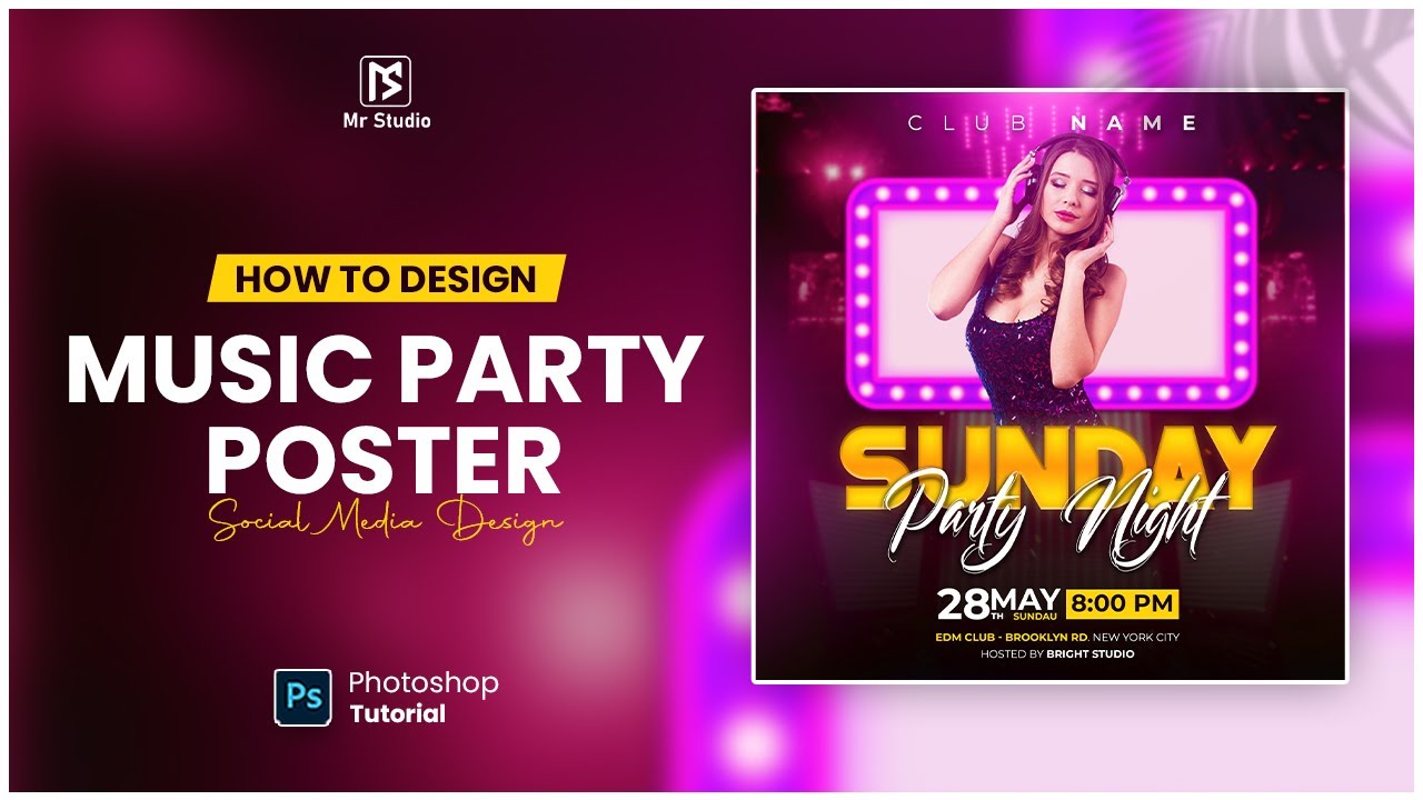 Music Party Poster in Photoshop | Photoshop Tutorial - YouTube