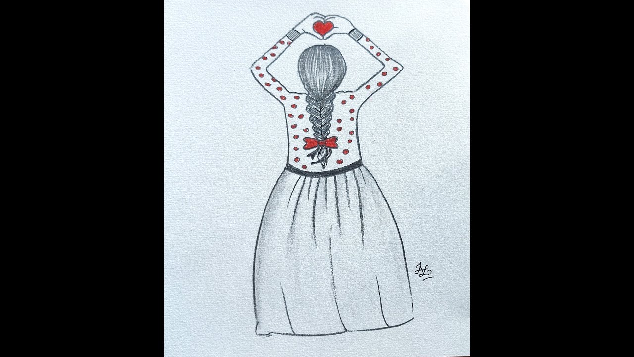 how to draw a girl holding a heart / Girl drawing easy / Easy scenery ...