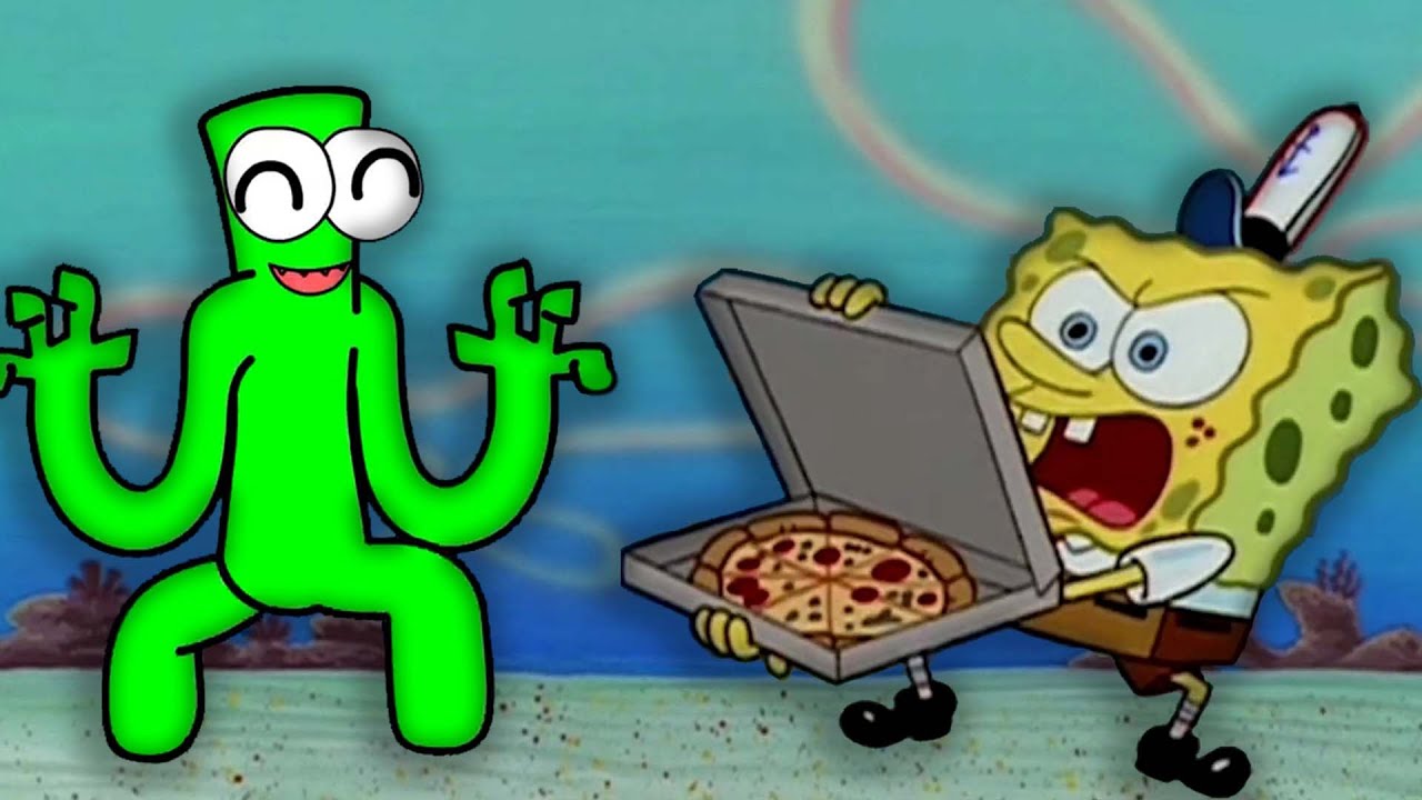 Dr Livesey Walk Rainbow Friend Green trying to get a pizza from ...