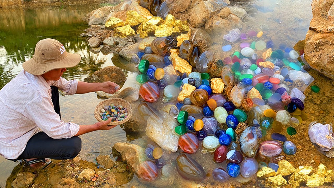 Moment of finding treasure full of diamond, gold and Gemstone treasure ...