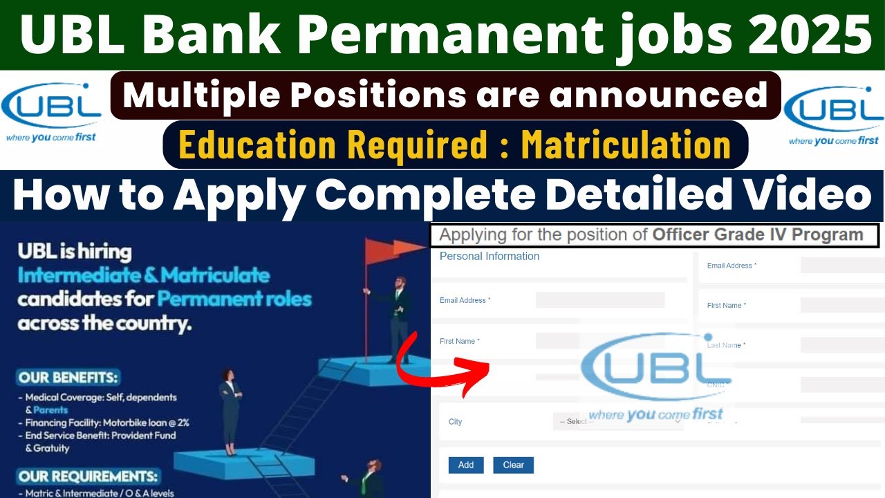 UBL Bank Jobs 2025 Apply Online | UBL Bank Jobs for Matric ...