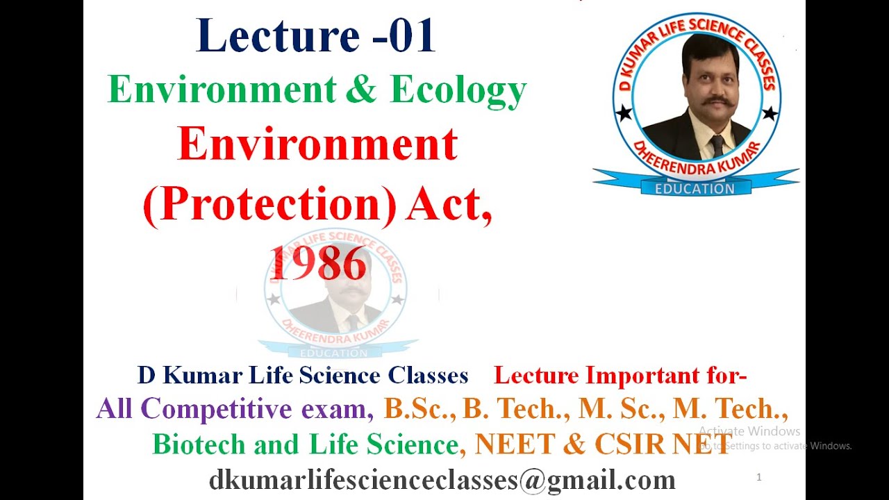 Evs/ Environmental Protection Act (EPA) 1986 by Dheerendra Kumar - YouTube
