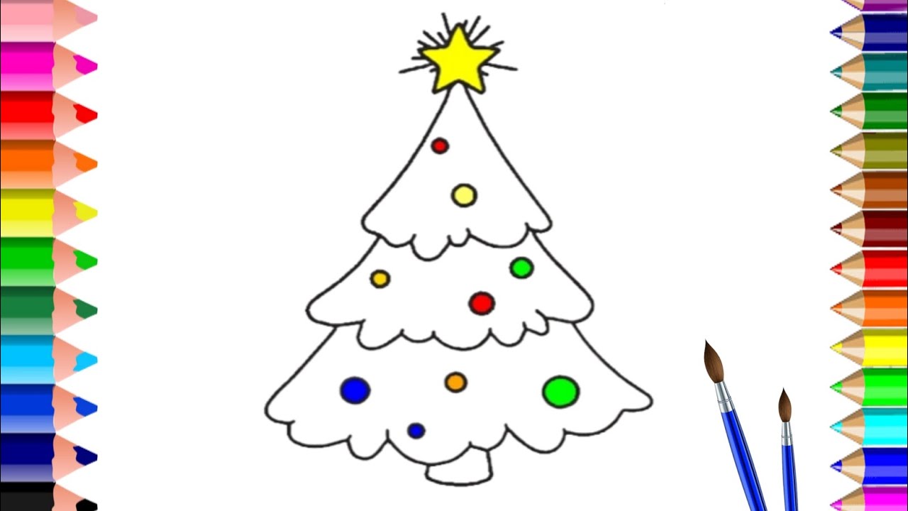 Christmas Tree Drawing। Lighting Tree Art By Hand । Baby Drawing । Kids ...