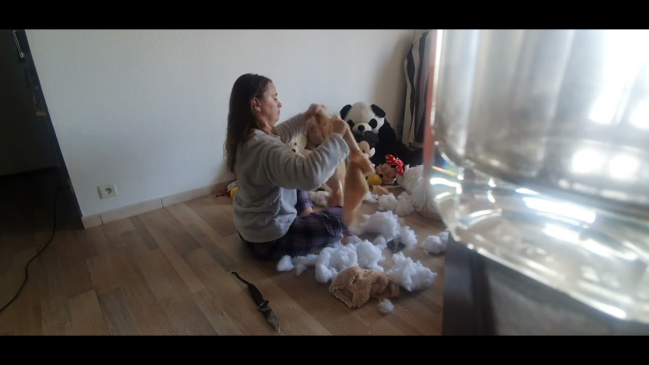 Destruction stuffed dog in pyjamas - YouTube