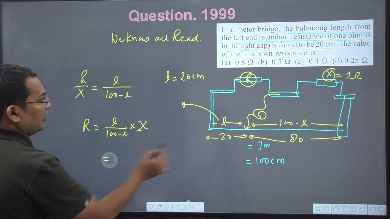 In a meter bridge the balancing length from the left end (standard ...
