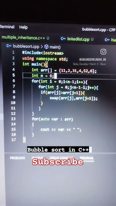 Bubblesort Using C Cpp š„š„ Bubblesort š Dsa šØāš»šØāš» Youtube 7863