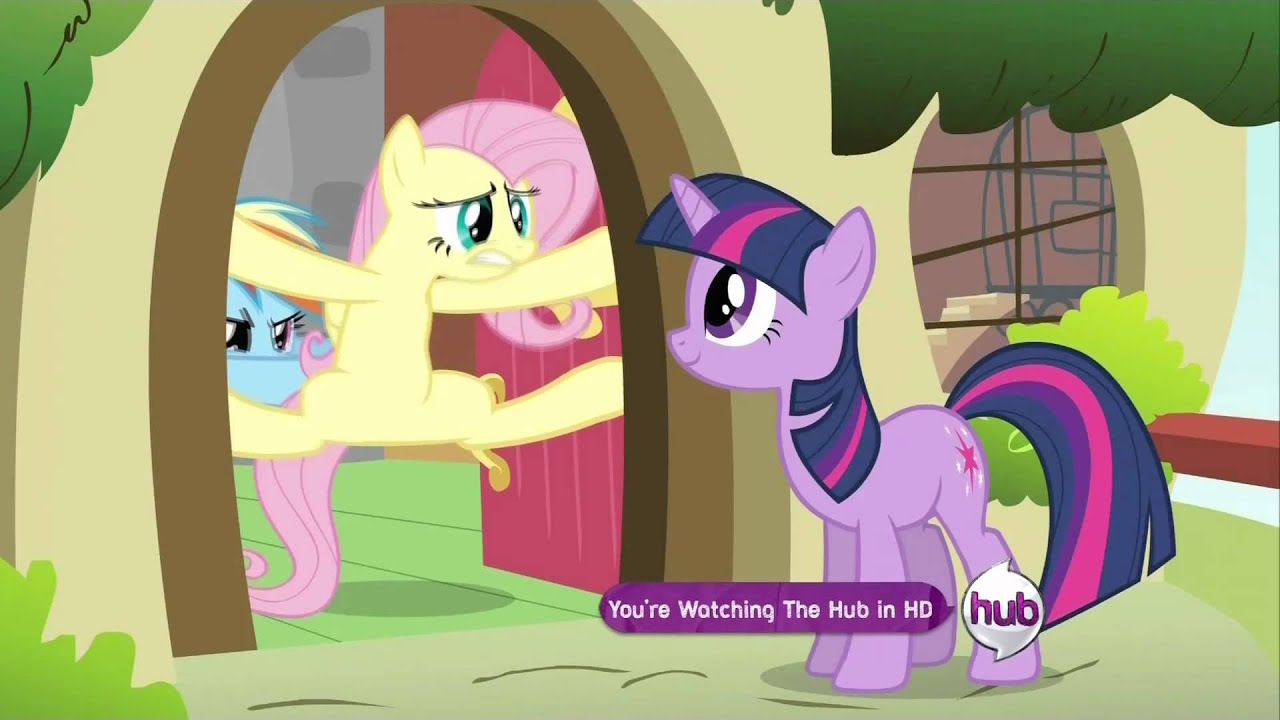 twilight and rainbowdash try to make fluttershy watch the dragon ...
